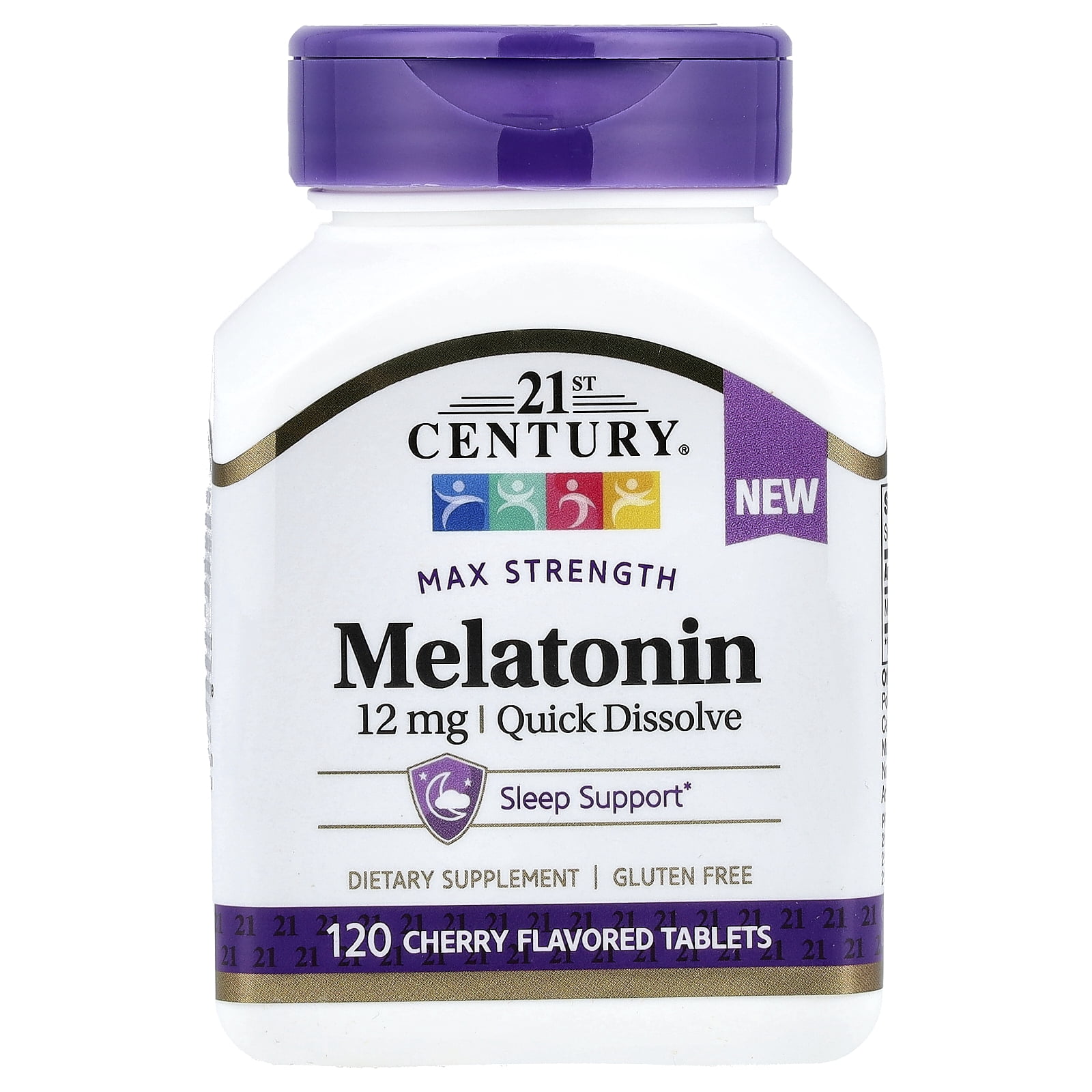 21st Century Melatonin, Max Strength, Cherry, 12 mg, 120 Tablets ...