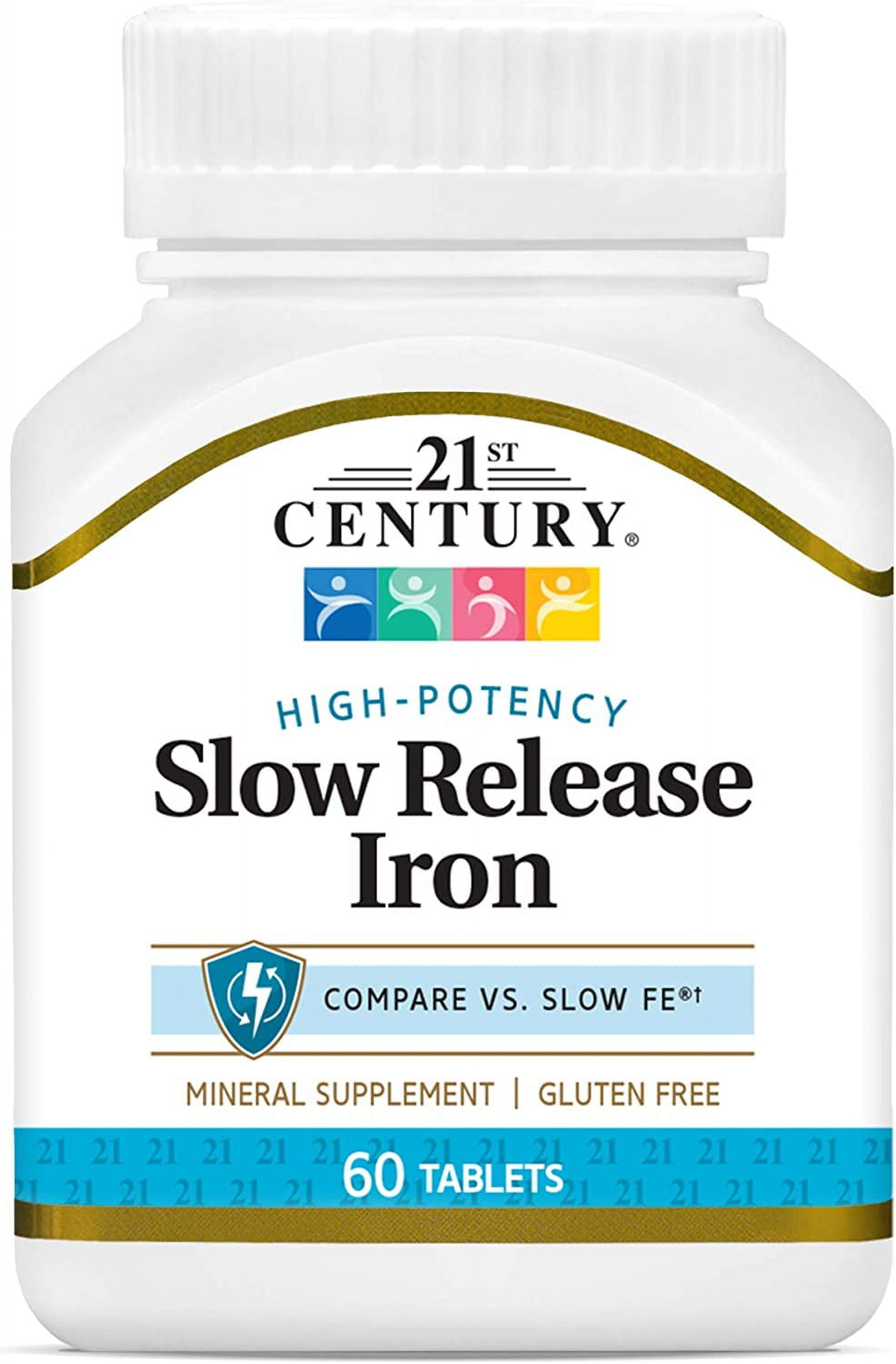 KaJustC Slow Release Iron Tablets, 60 Count, High Potency, Gentle ...
