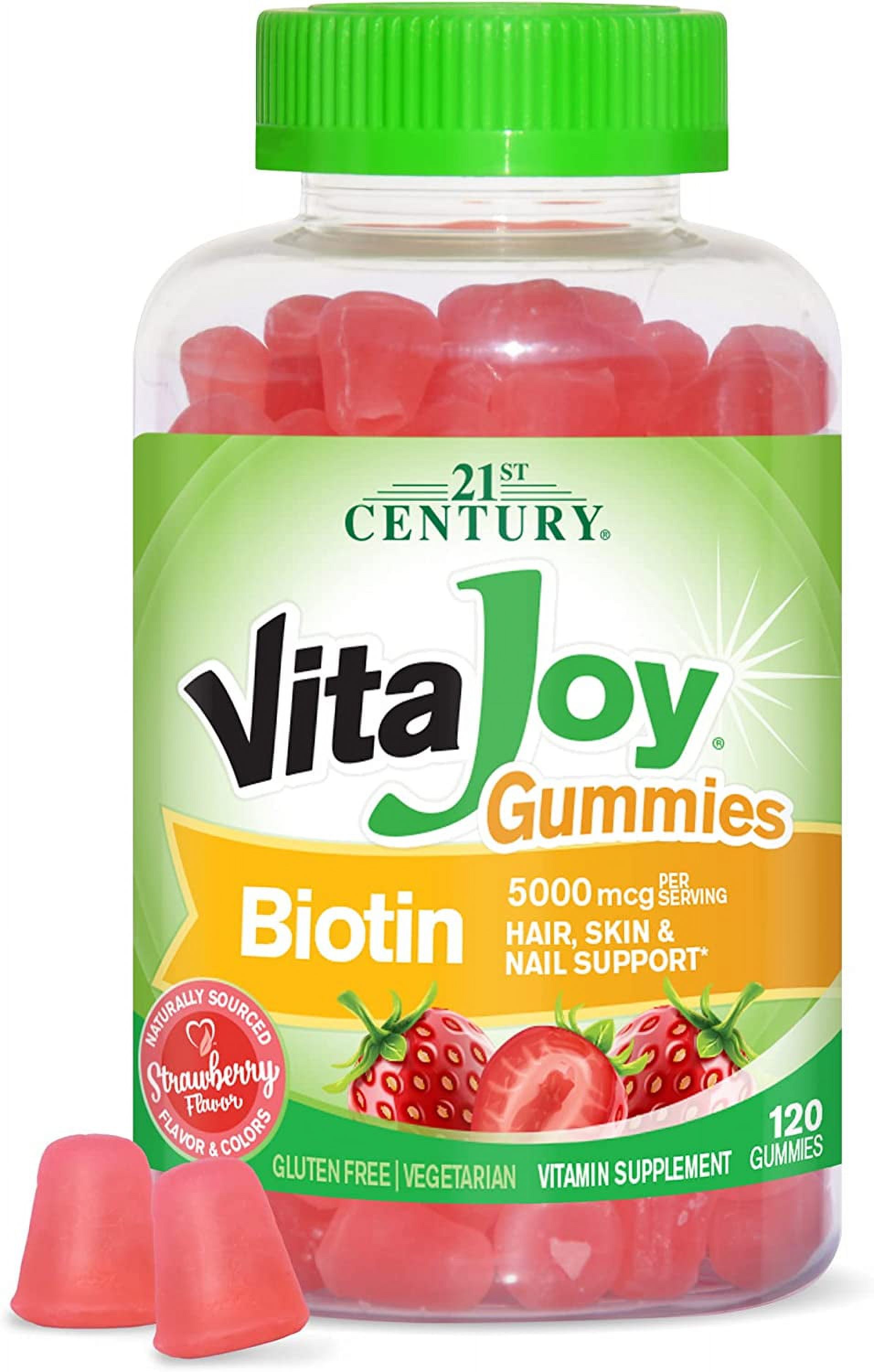 21st Century Vitajoy Biotin Gummies, Strawberry, 120 Count, 2 Pack ...