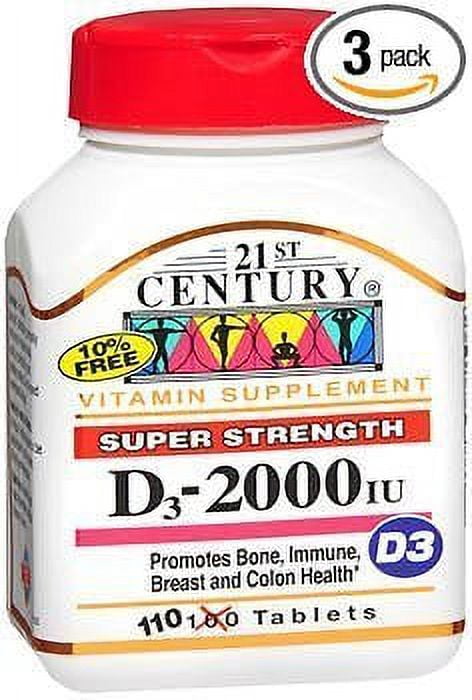 21st Century Vitamin D-2000 Tablets - 110 ct, Pack of 3 - Walmart.com