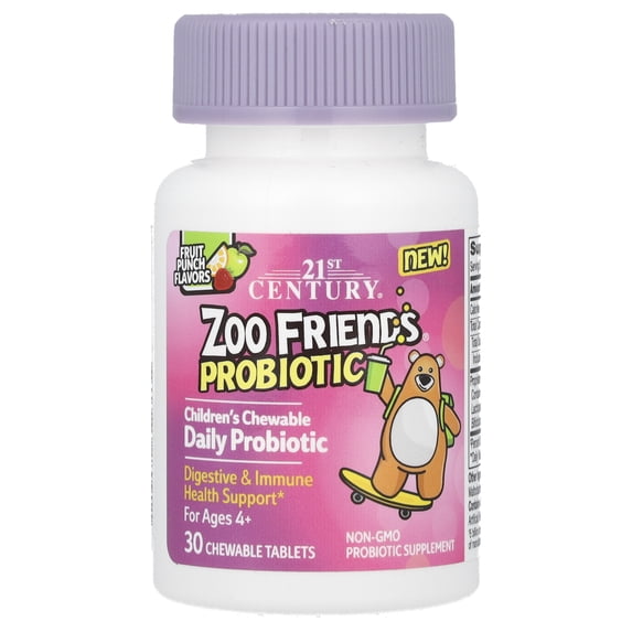 21st Century Zoo Friends, Children's Chewable Probiotic, Age 4+, Fruit ...