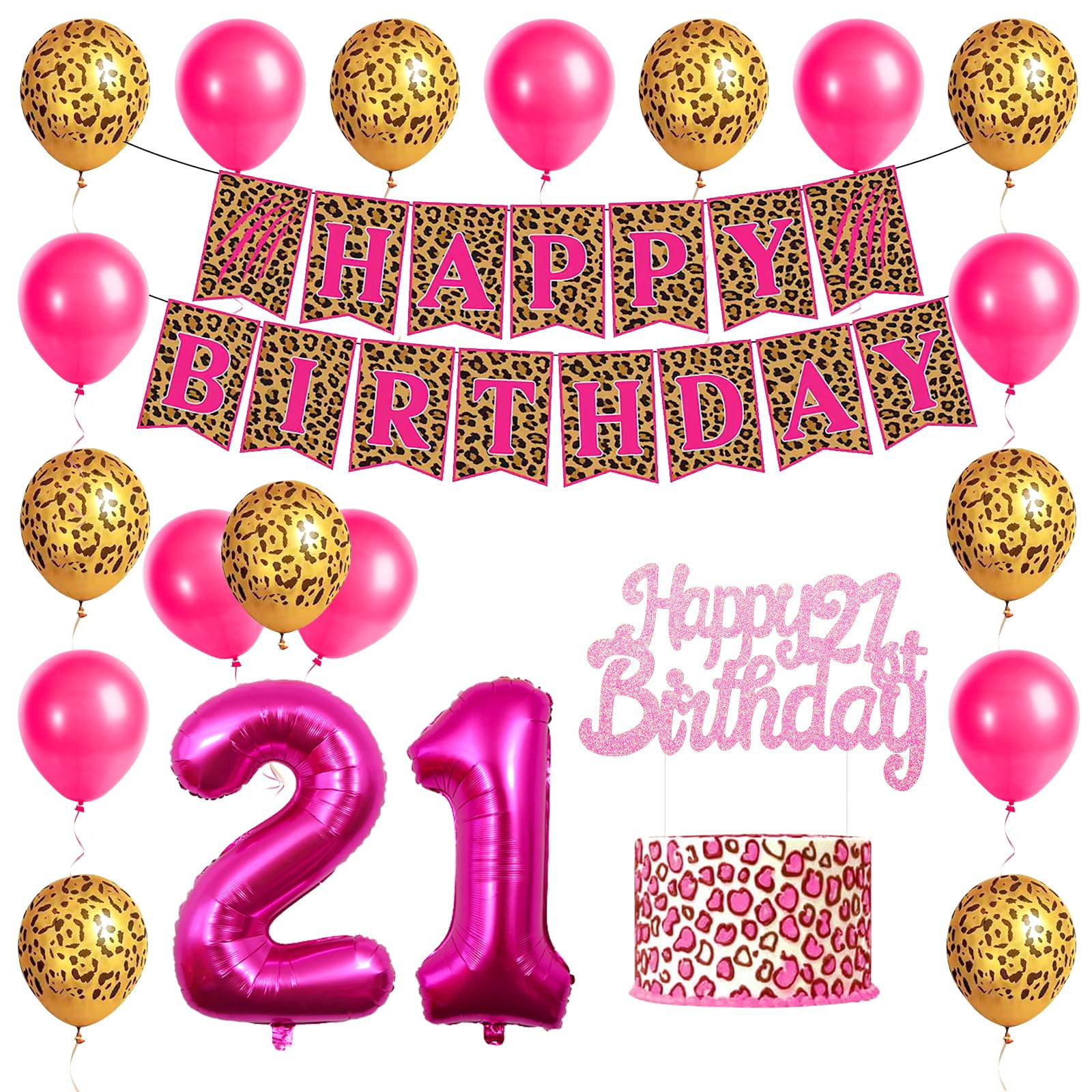 21th Birthday Decorations for Girls Women Cheetah Themed Decorations ...