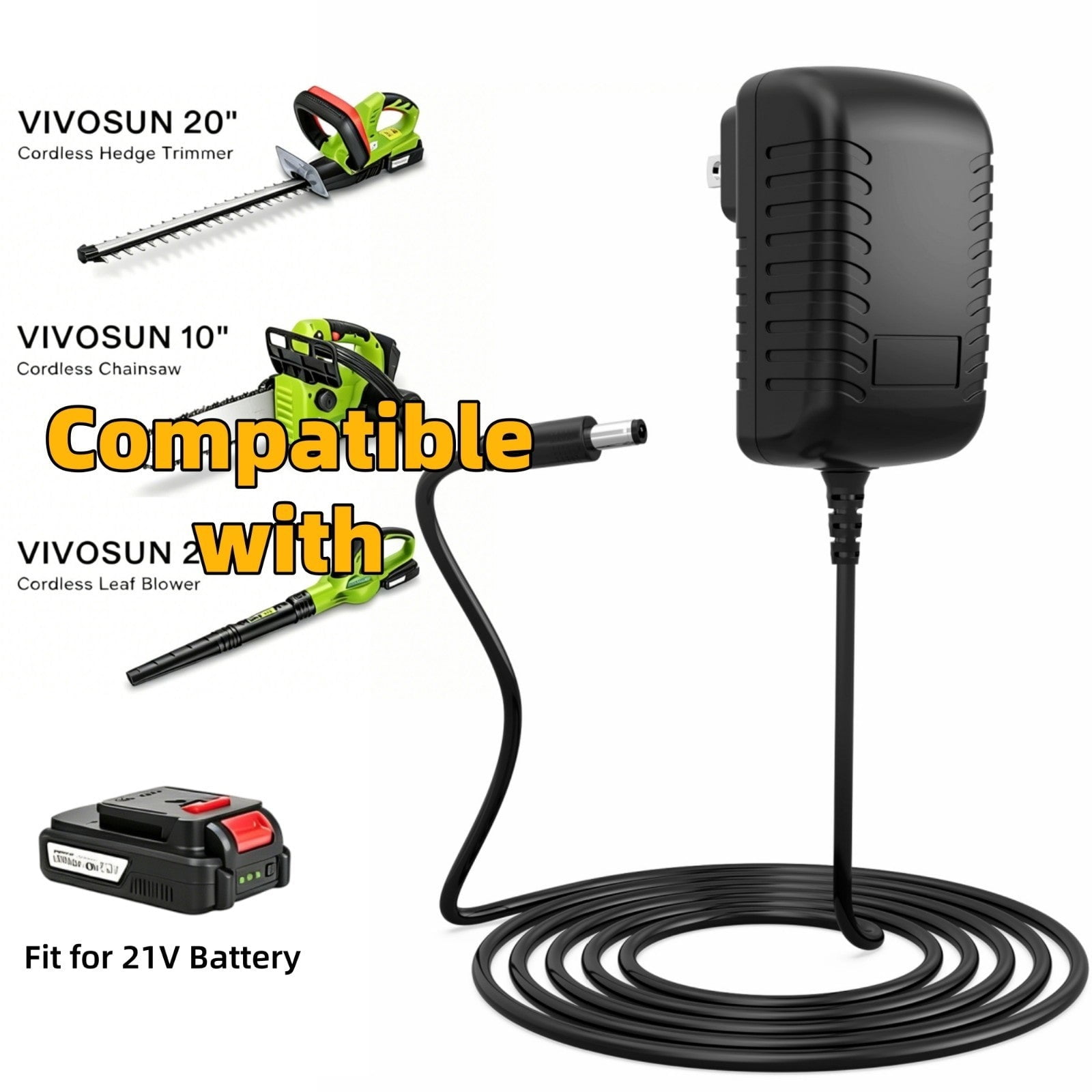 21v Battery Charger Compatible with Vivosun 10" 12" 20" 20V Hedge ...