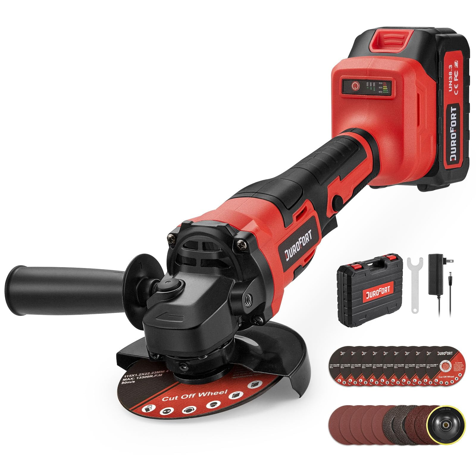 21v Cordless Power Angle Grinder Tool, 9500RPM Brushless Electric Metal ...