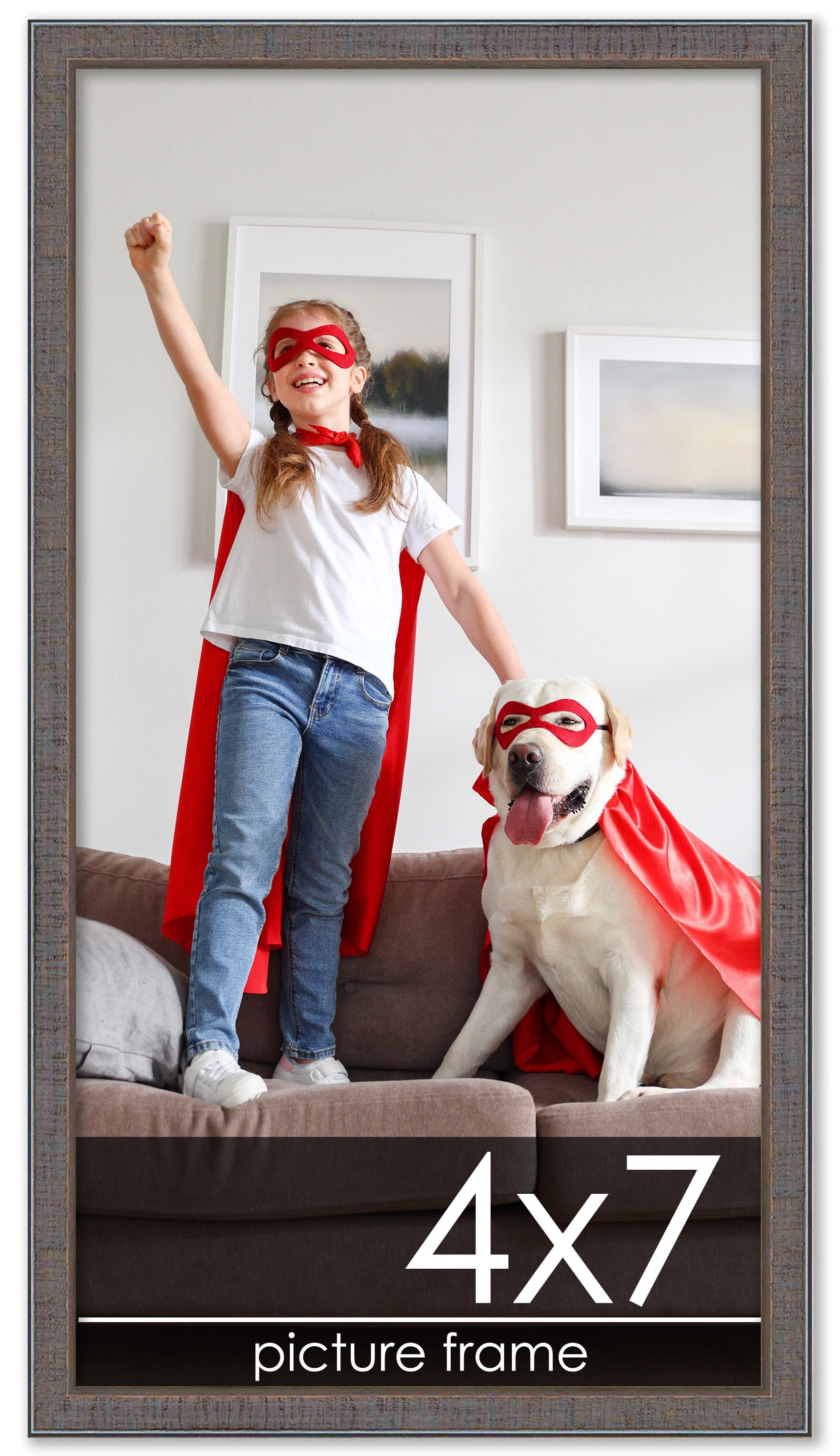 4x7 Textured Grey Picture Frame - UV Acrylic, Foam Board Backing ...