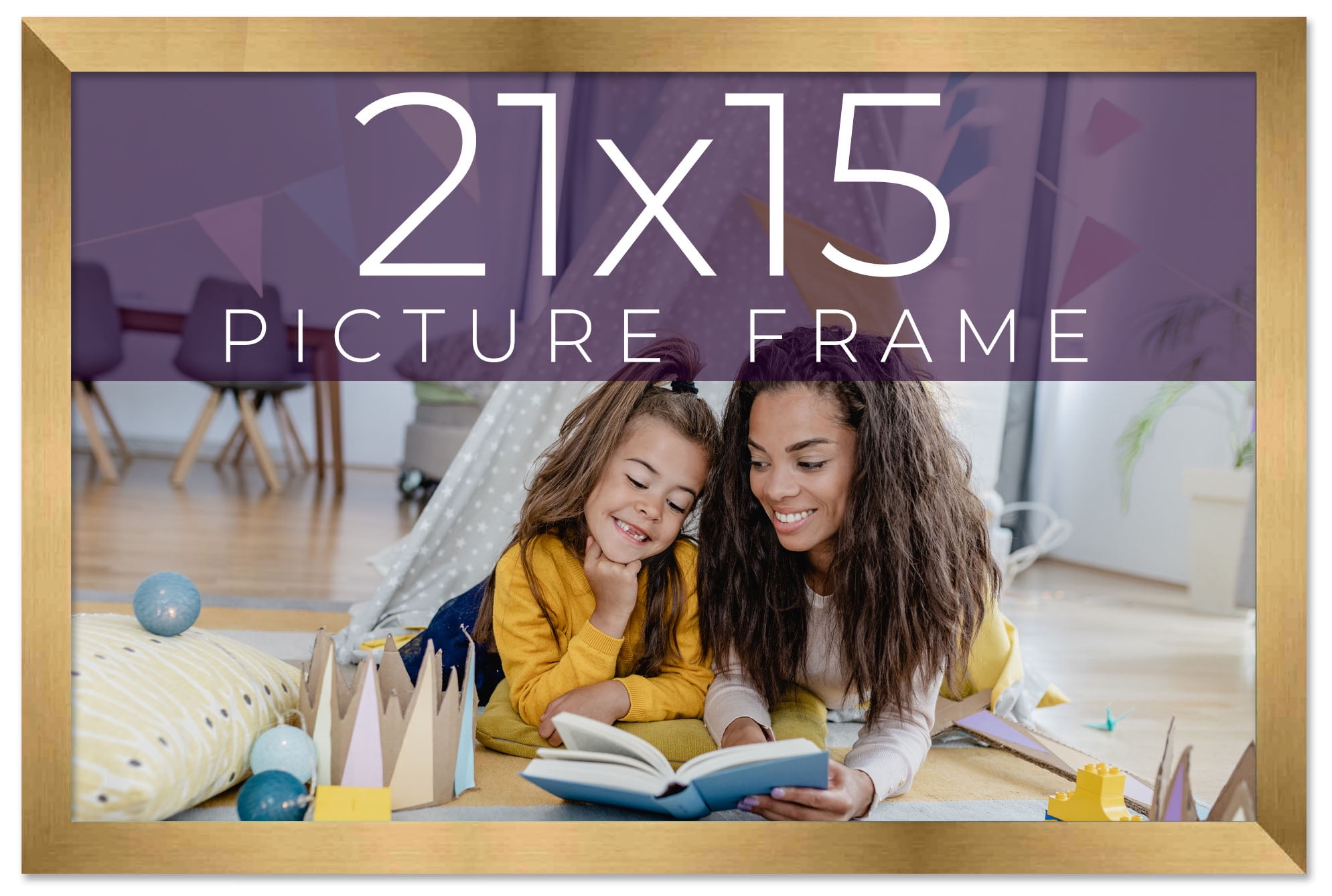 21x15 Frame Gold Bronze Solid Wood Picture Frame Width 0.75 Inches ...