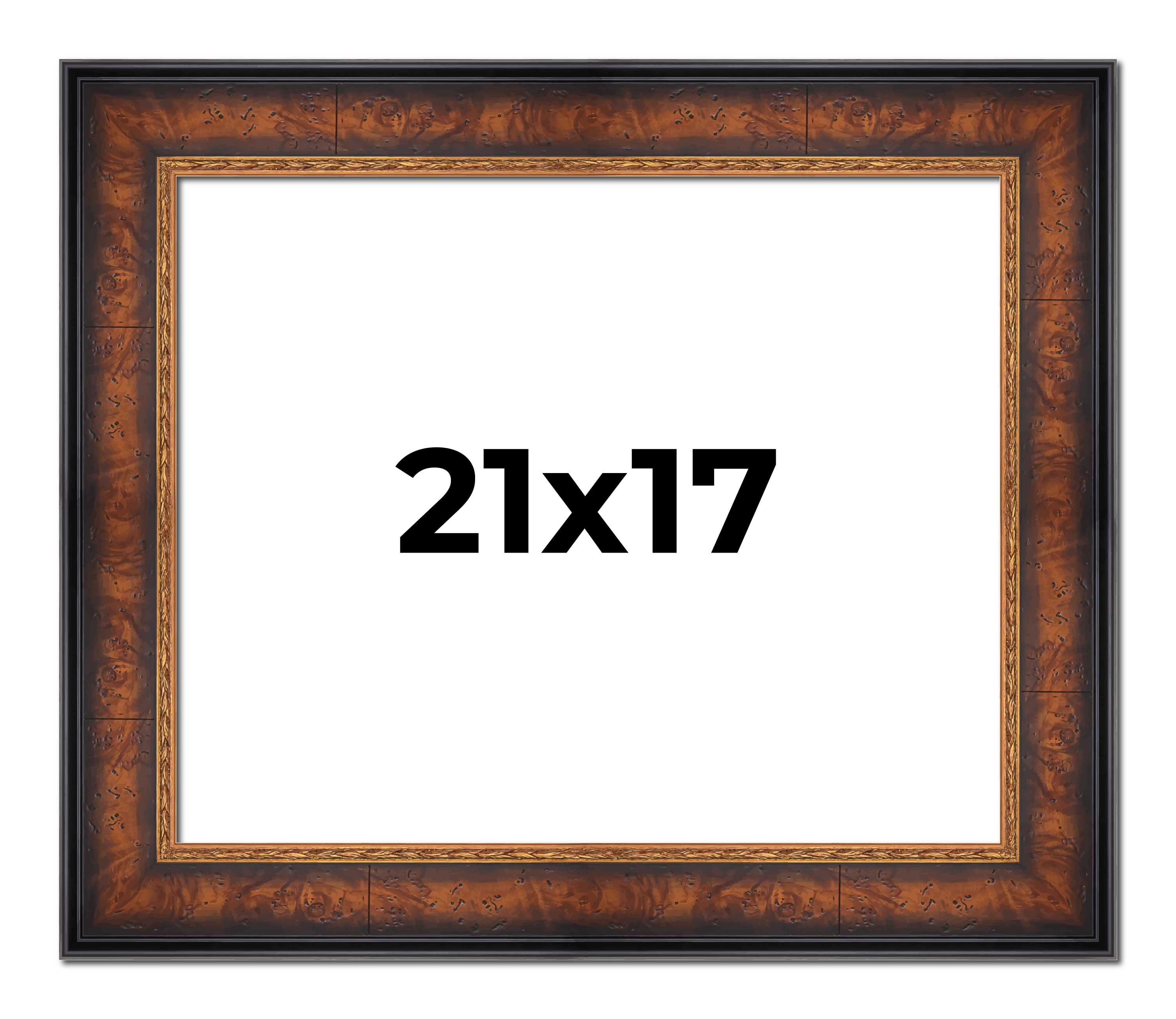 21x17 Frame Brown Walnut Gold Ornate Trim Solid Wood Plein Air Picture ...