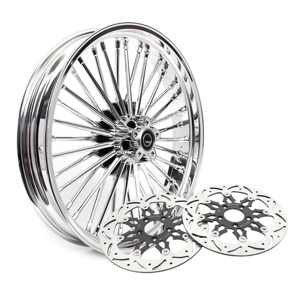 21x3.5 Fat Spoke Front Wheel Rim Rotors for Harley Touring Bagger Road ...