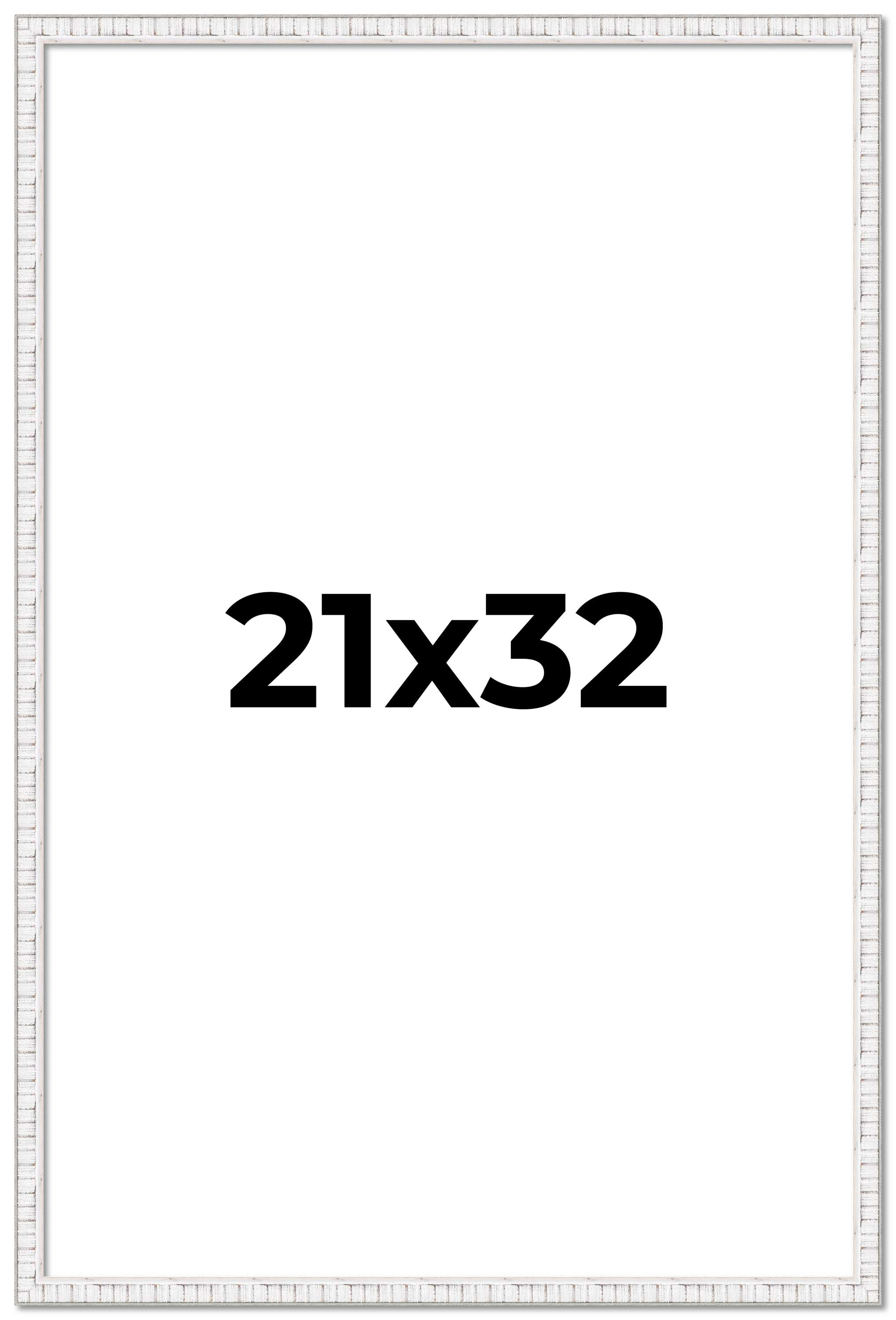 21x32 Frame White Scuffed Rustic Solid Wood Picture Frame | 0.75 Inch ...