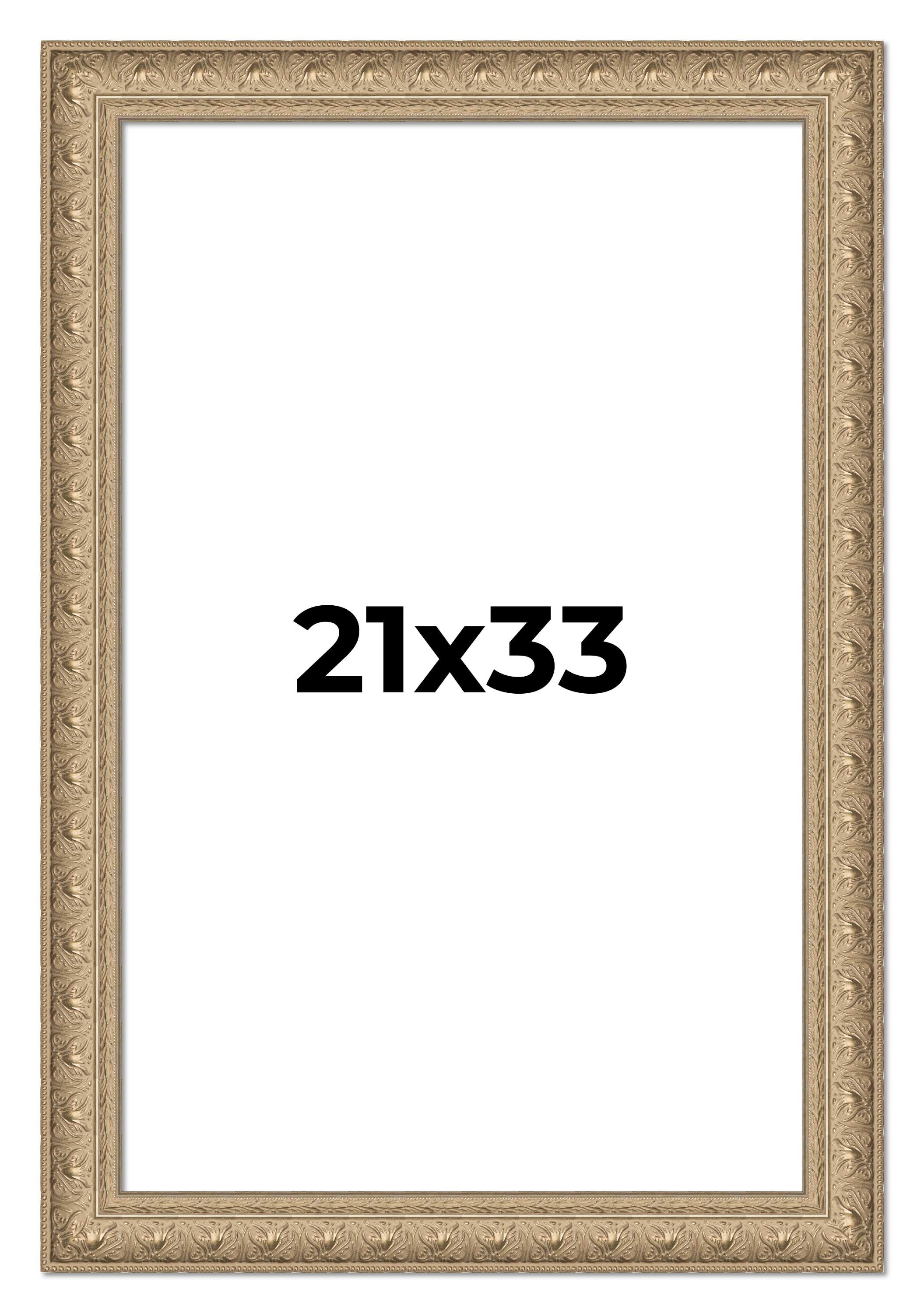 21x33 Frame Ornate Silver Beaded Solid Wood Picture Frame Width 2.5 ...
