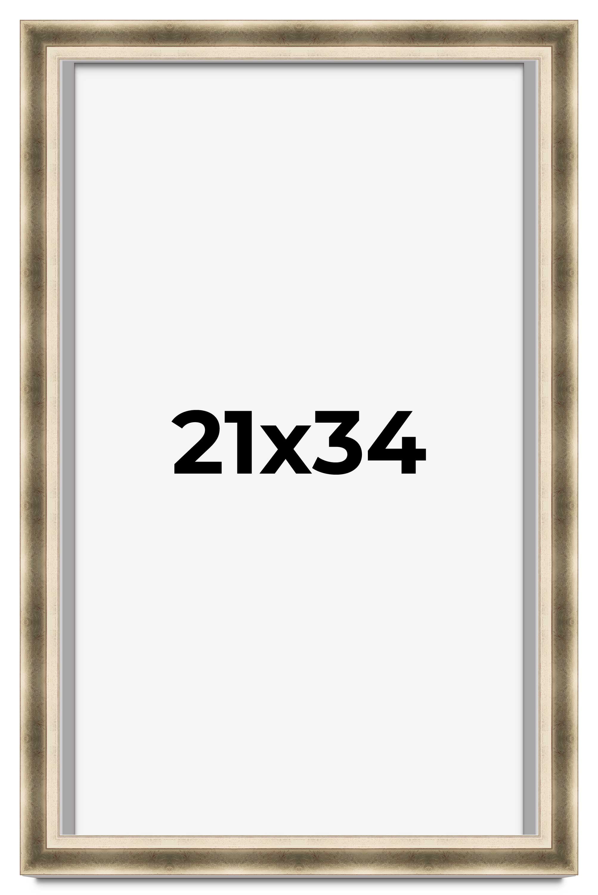 21x34 Shadow Box Frame Silver | 1.75 inches Deep Real Wood Traditional Shadowbox Display Frame ...