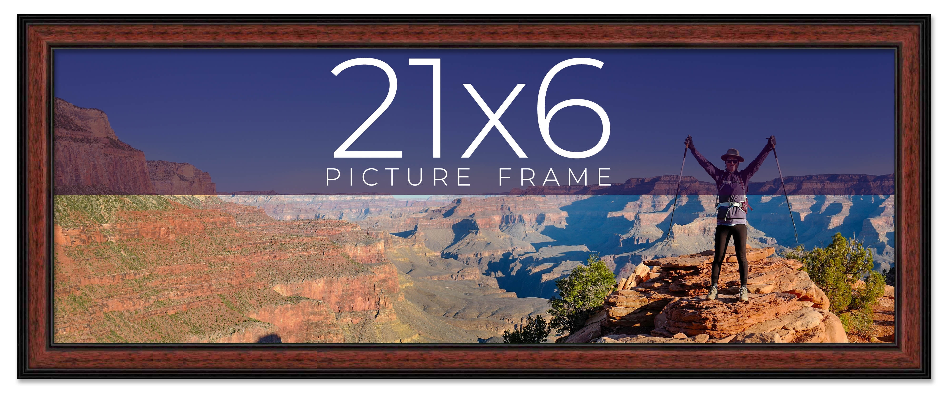 21x6 Frame Executive Brown Round Mahogany Finish Solid Wood Picture ...