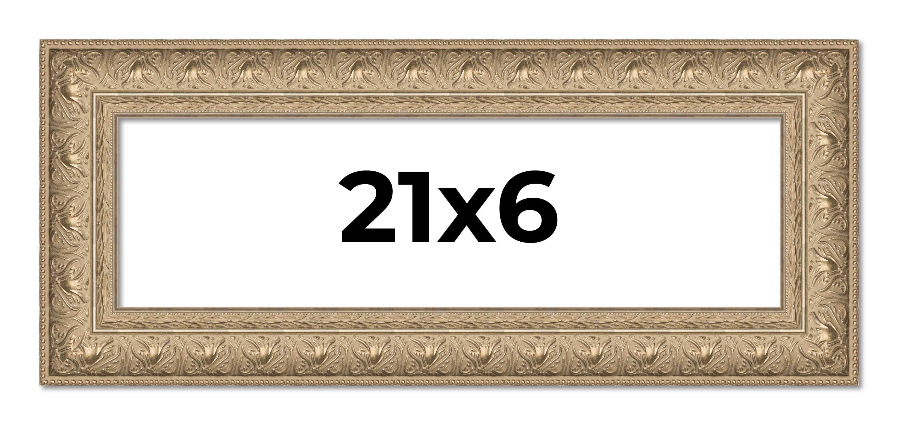21x6 Frame Ornate Silver Beaded Solid Wood Picture Frame Width 2.5 ...