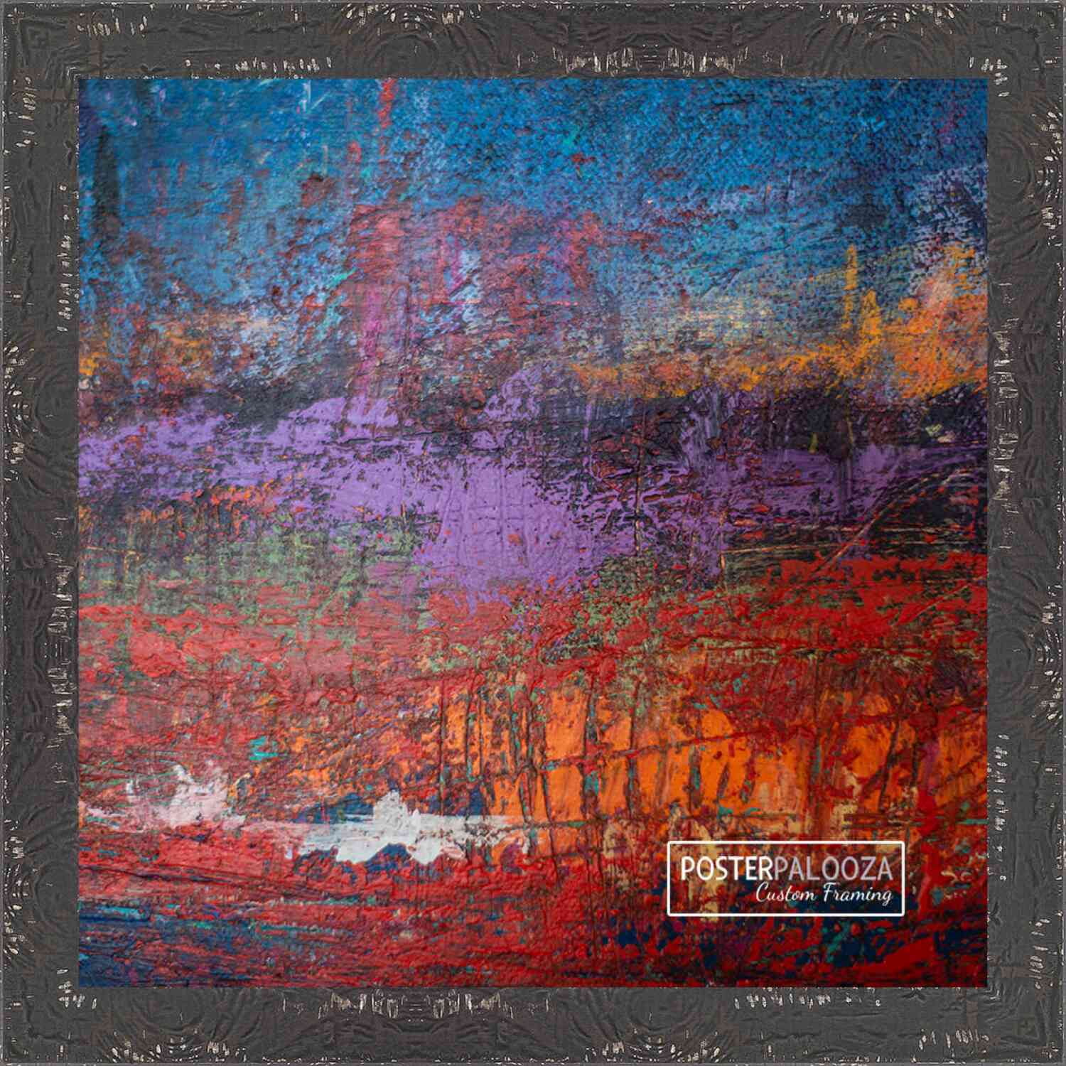 14x14 Shabby Chic Black Picture Frame - UV Acrylic, Foam Board Backing ...