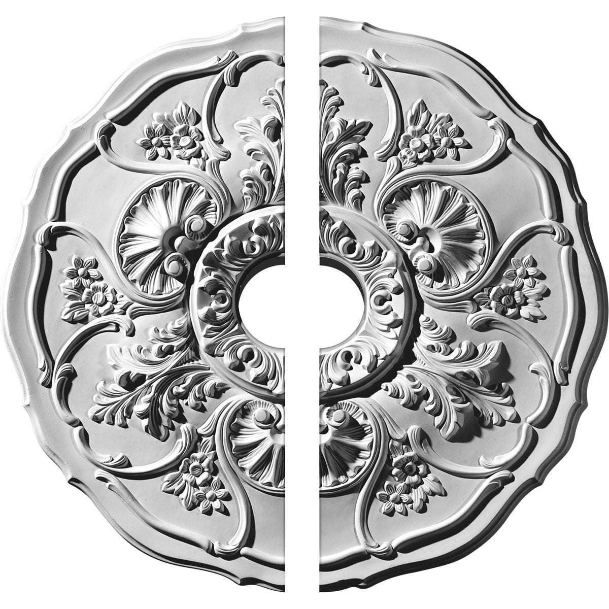 22 1 2 OD X 3 1 2 ID X 1 1 2 P Cornelia Ceiling Medallion Two Piece 22-1-2-od-x-3-1-2-id-x-1-1-2-p-cornelia-ceiling-medallion-two-piece
