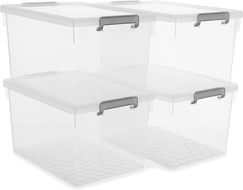 22.2 QT 6 Packs Plastic Storage Bins with Lids and Secure Latching ...