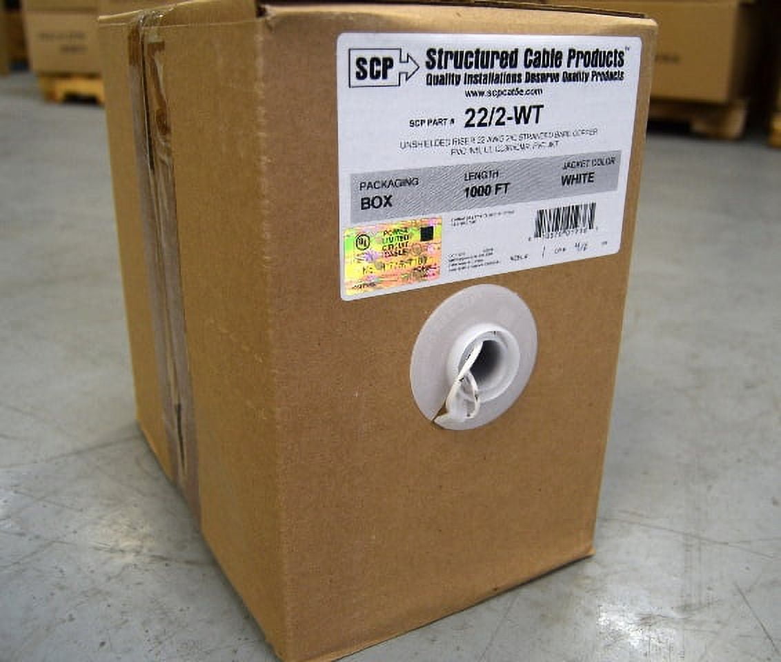 22/2 Stranded Copper Security Alarm Wire UL Listed 1000' White Cable ...