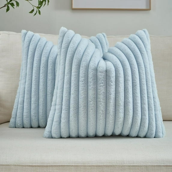 22×22Inch Plush Ribbed Throw Pillow Cover 2-Pack Soft Textured ...