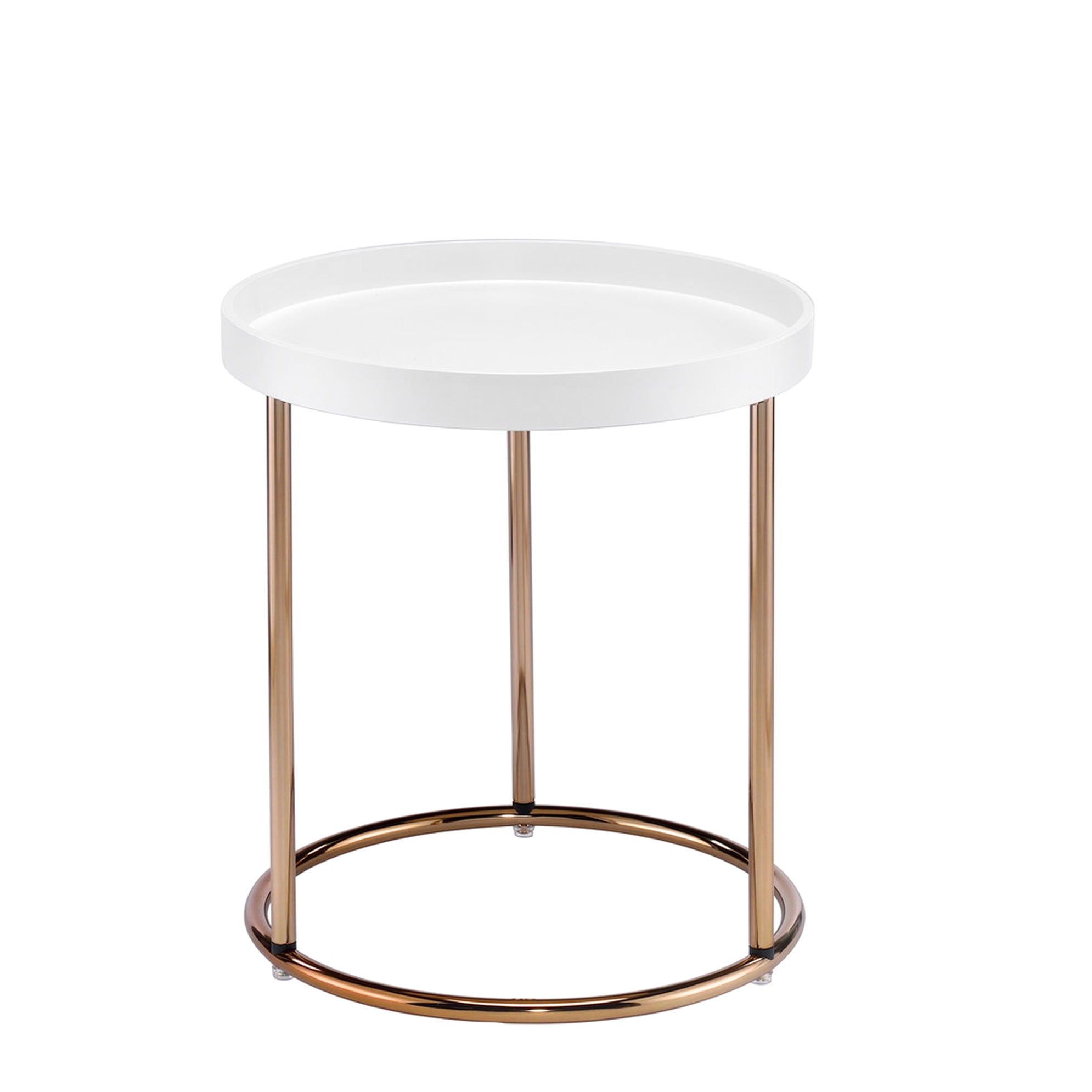 22.29" Side Table With White Top And Copper Cylinder Legs Compressed ...