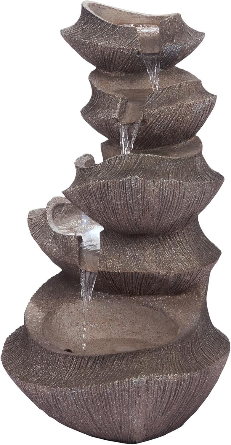 | 22"H Outdoor 3-Tier Rock Waterfall Fountain with LED Lights \u2014 ...