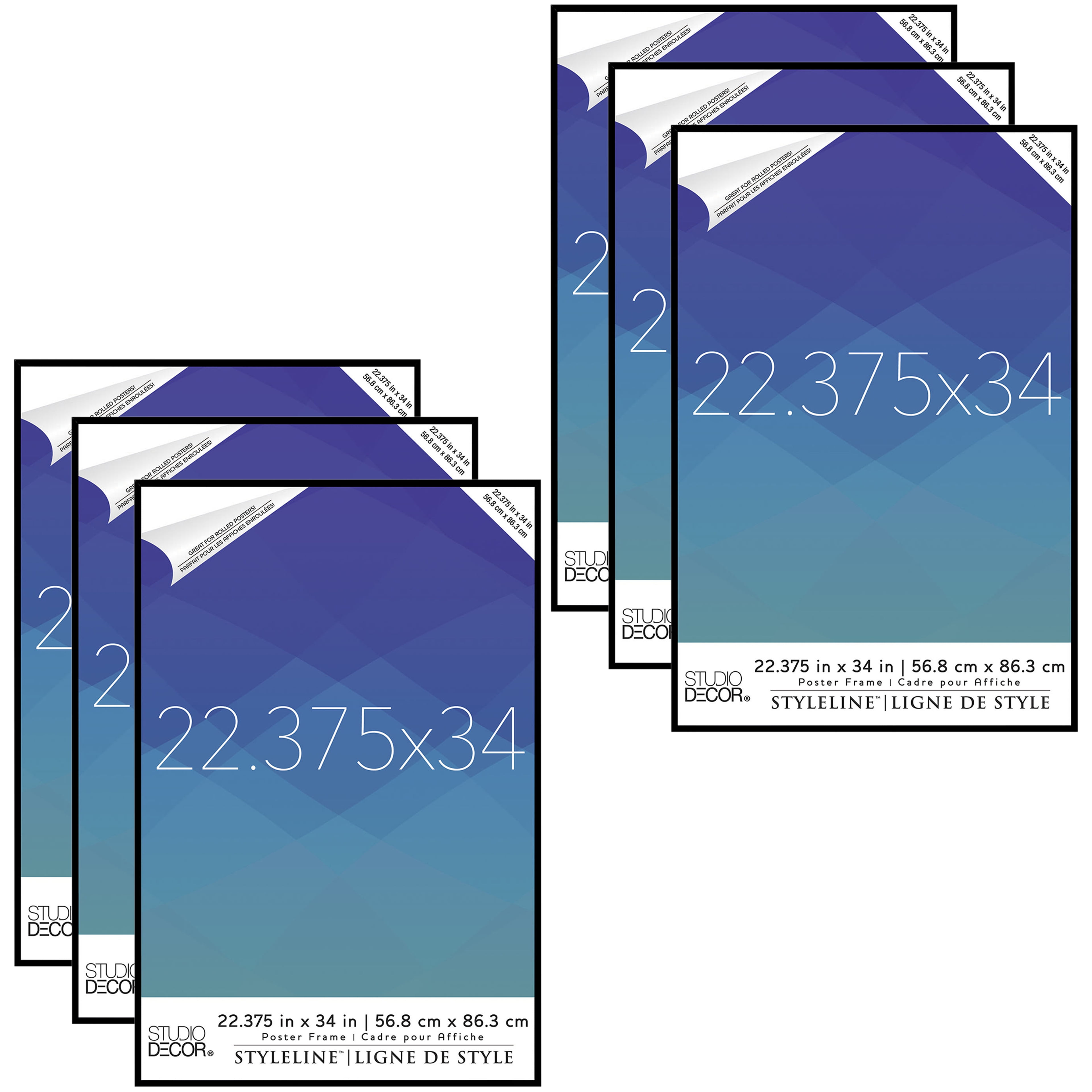 Studio Décor Styleline 22.375” x 34” Easy Hang Poster Frame, Plastic ...