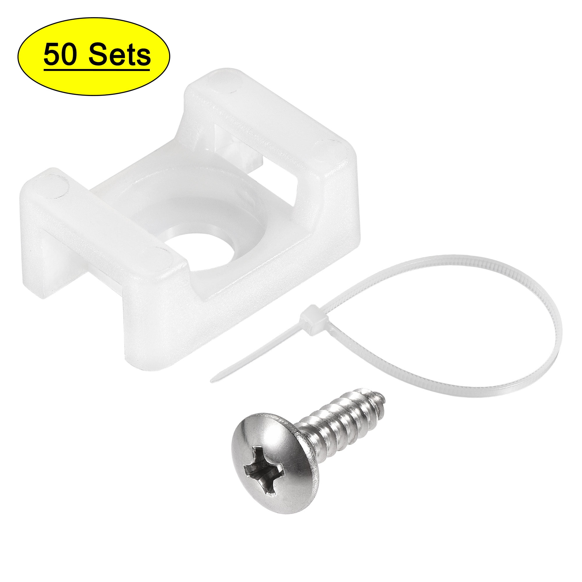 22.3mmx15.6mmx9.1mm Nylon Cable Fasten Clips with Screws and Ties White ...