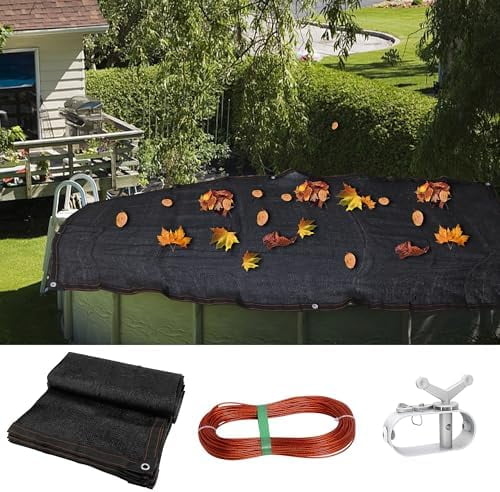 22.3x22.3ft Leaf Net Pool Cover with Rope& Winch, Swimming Pool Net ...