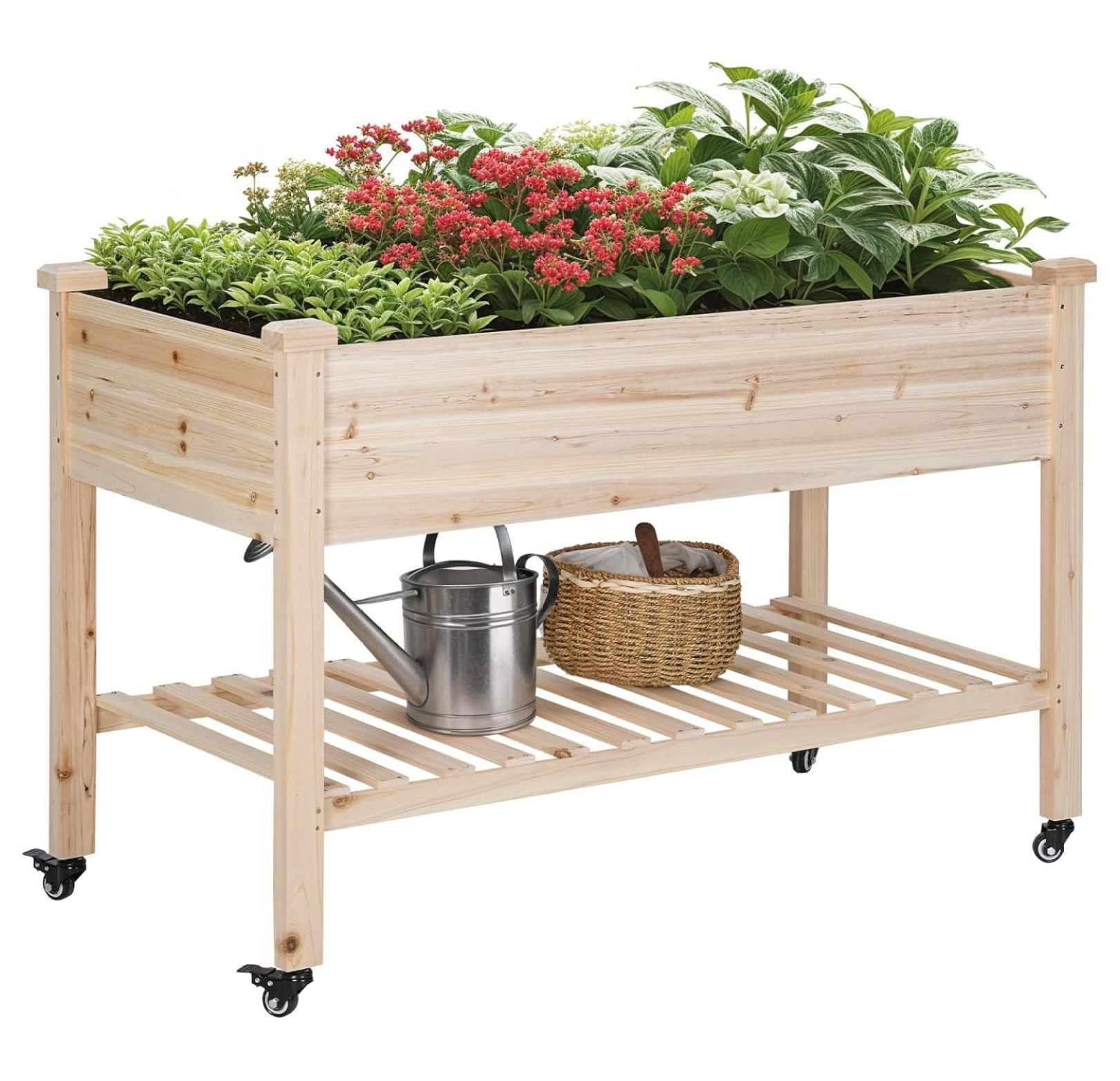 * 22.4 * 32IN Raised Garden Bed with Legs and Lockable Wheels,Elevated ...