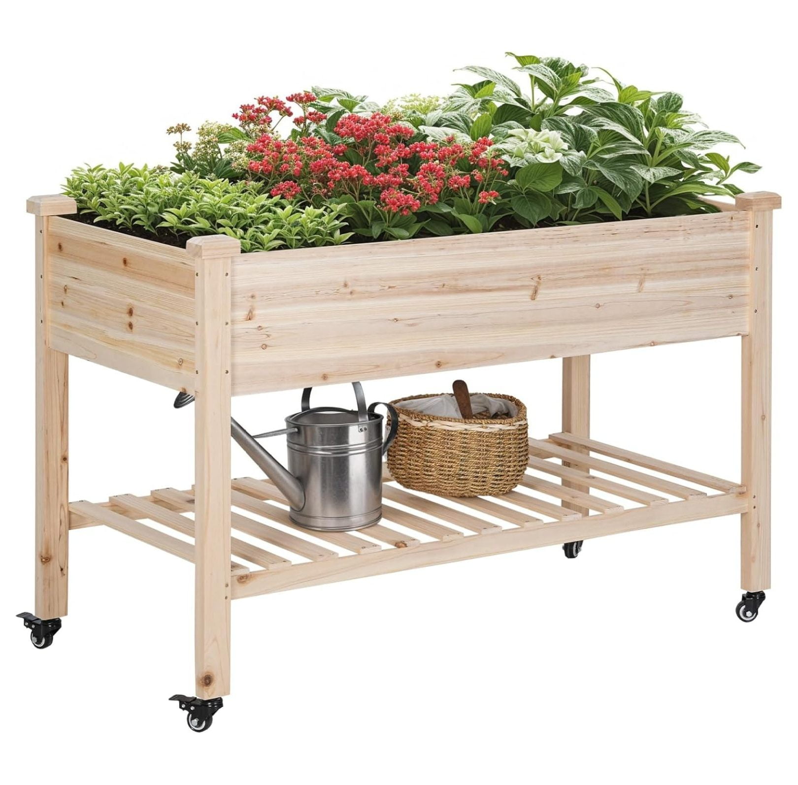 * 22.4 * 32IN Raised Garden Bed with Legs and Lockable Wheels,Elevated ...