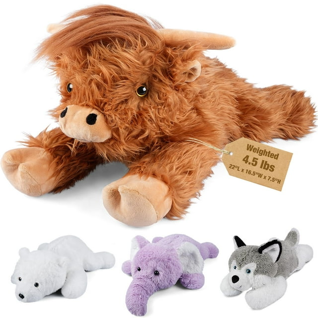 22" & 4.5 lbs Highland Cow Weighted Stuffed Animal, Cuddly & Soft Kids ...