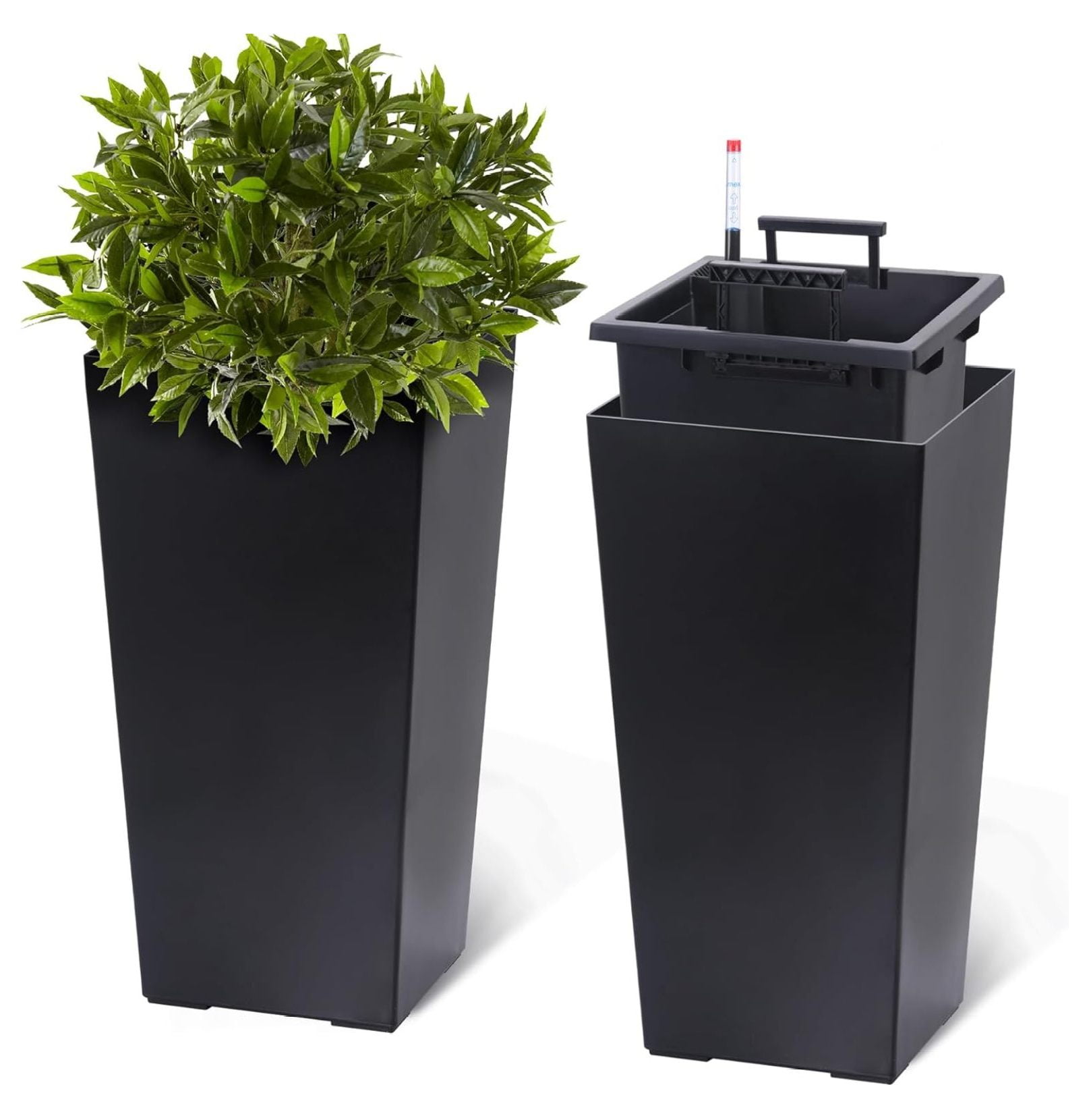 22.5 Inch Tall Rectangular Planters Set of 2 Large Modern Plant Pots ...