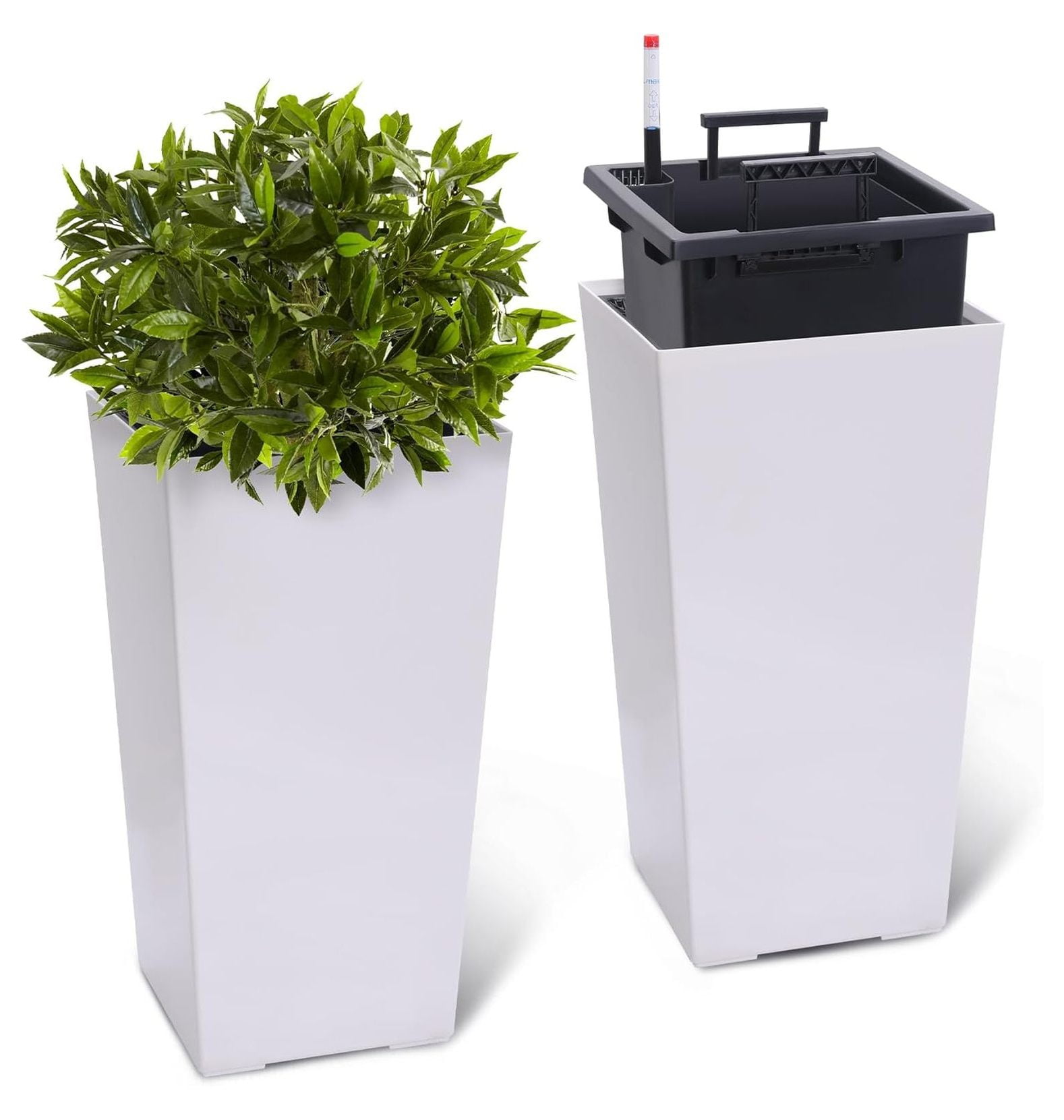 22.5 Inch Tall Rectangular Planters Set of 2 Large Modern Plant Pots ...