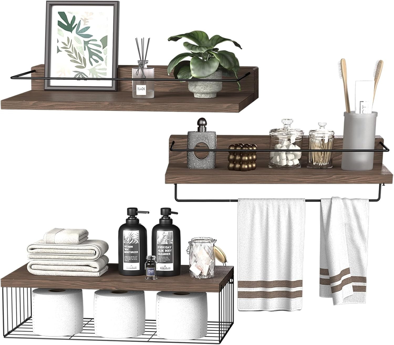 22.5 inches Bathroom Shelves Over Toilet for Wall, Floating Shelves ...