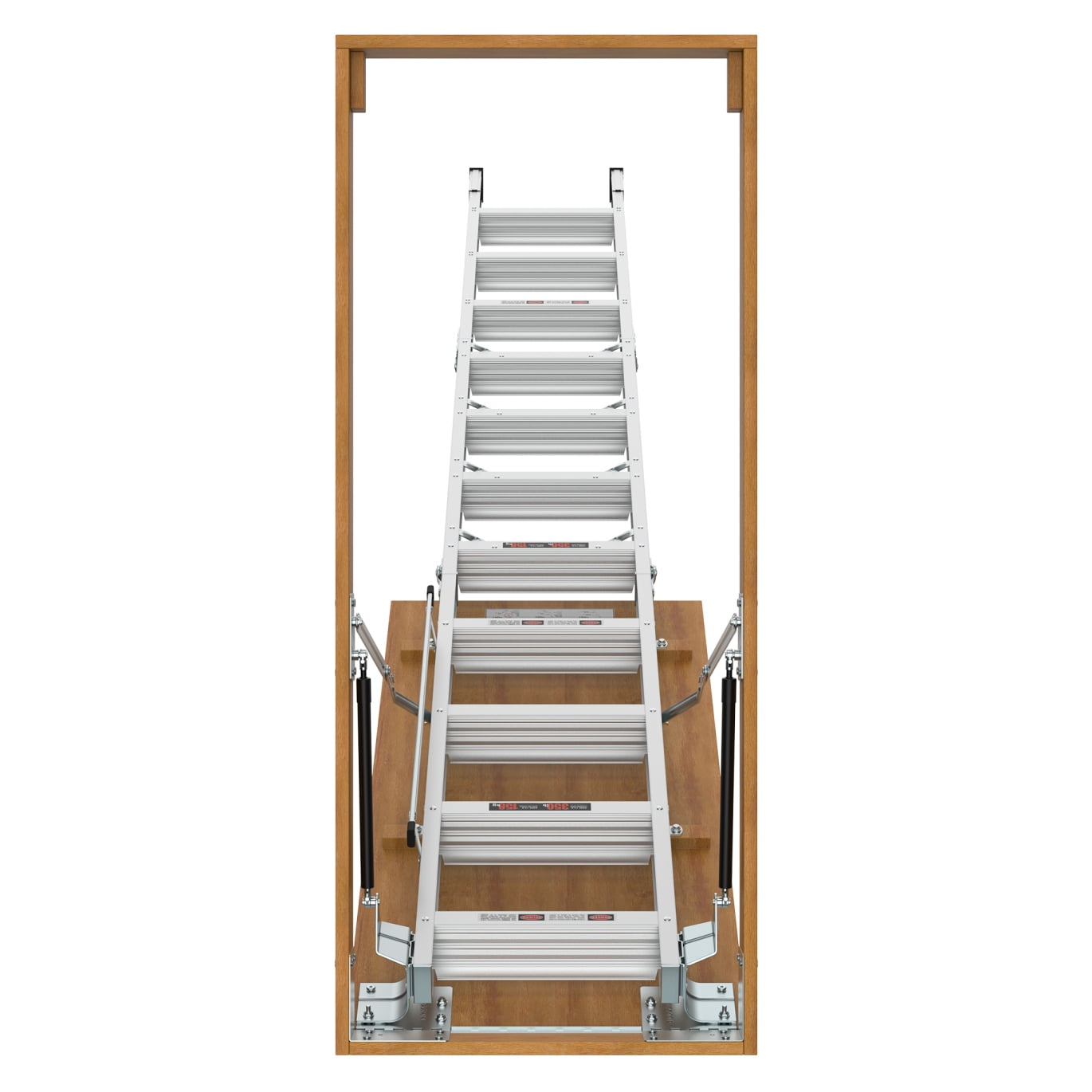 22.5" x 54" Opening Aluminum Attic Ladder with Anti-slip Rubber Feet ...