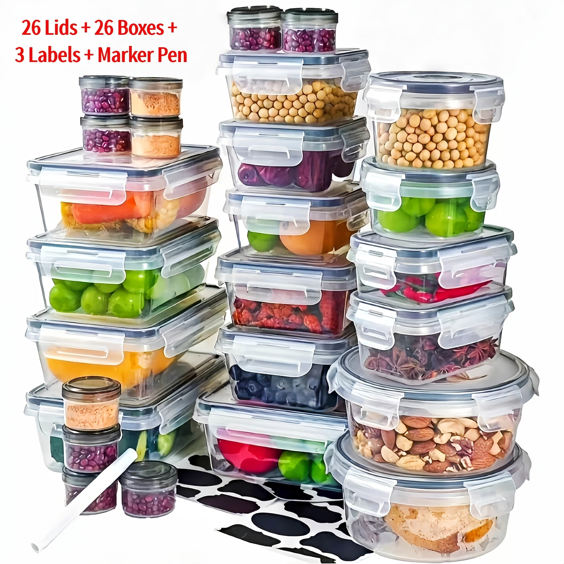 22/52/55/58Pcs Airtight Food Storage Containers with Lids | BPA-Free ...