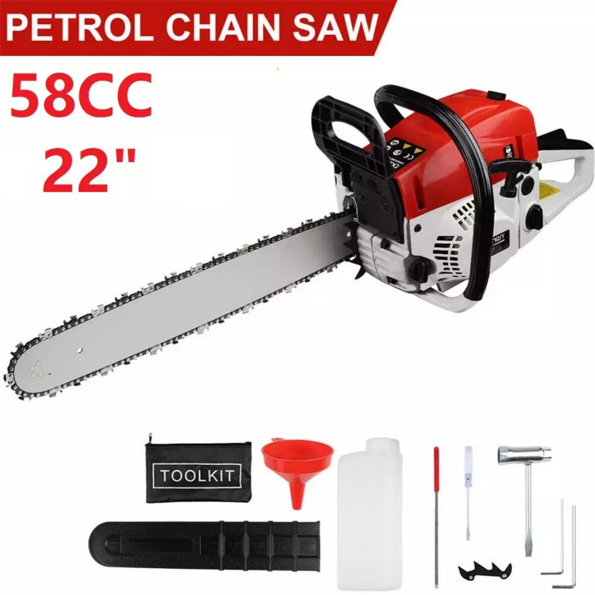22" 52cc Gas Chainsaw Bar Gasoline Powered Chain Saw Engine Wood ...