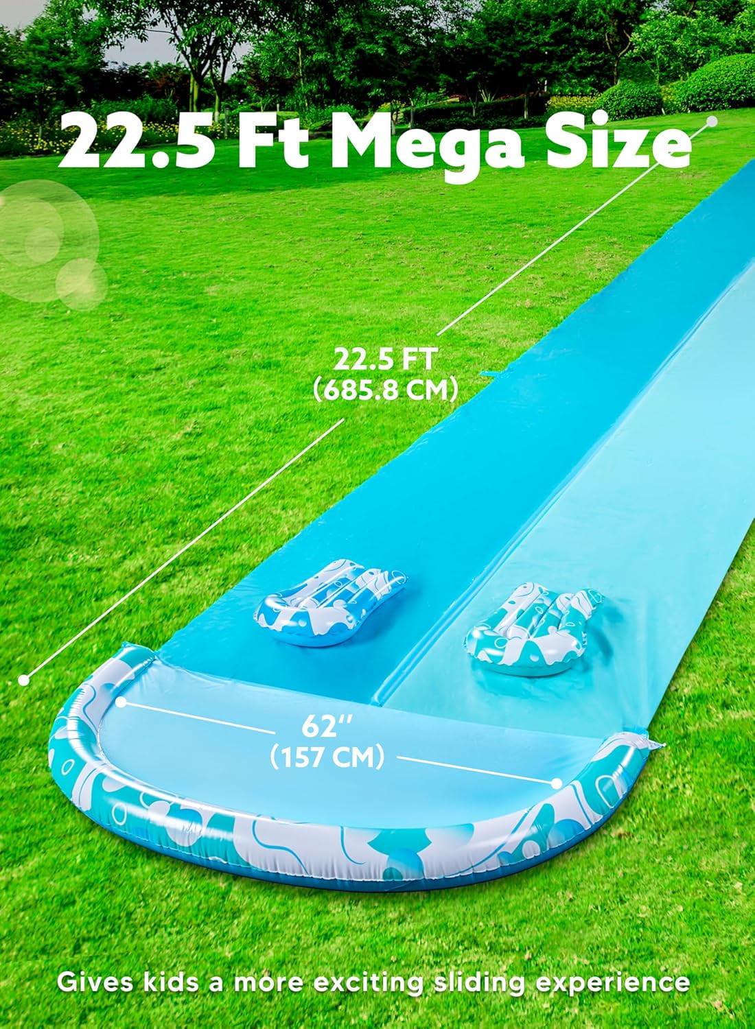 22.5FT Water Slide and 2 Inflatable Boards, Extra Long Heavy Duty ...