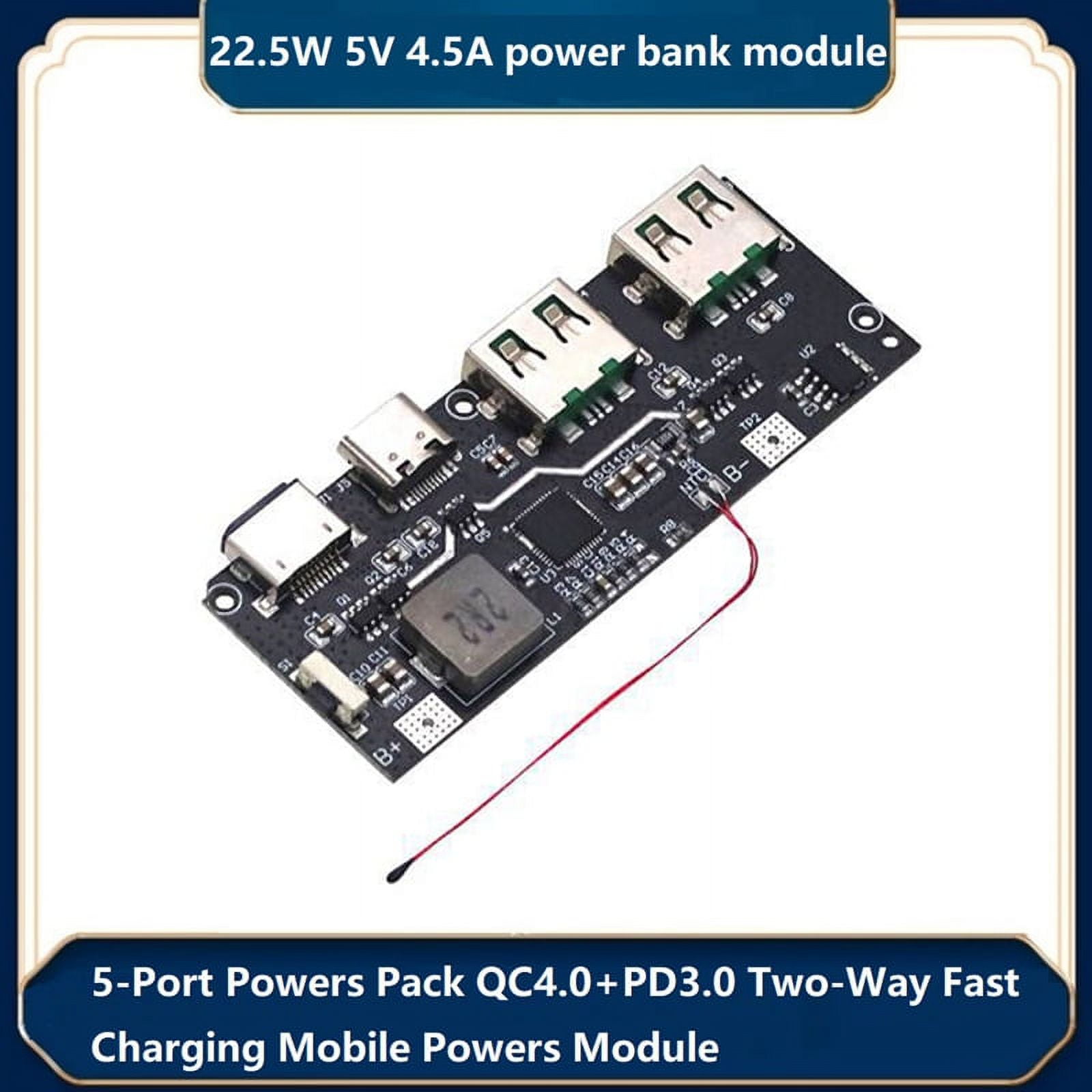 22.5W 5V 4.5A Type-C -USB C 5-Port Powers Pack QC4.0+PD3.0 Two-Way Fast ...
