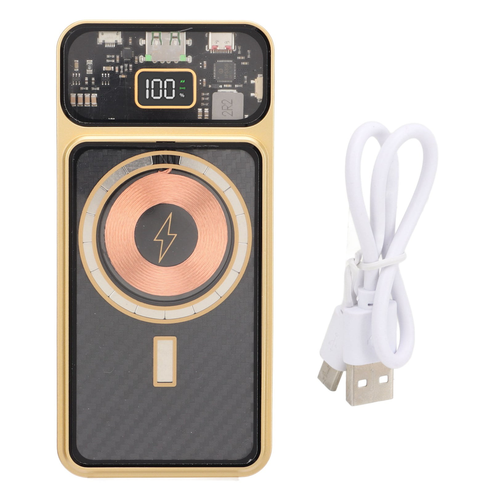 22.5W Fast Charging Power Bank Transparent Industrial Style Carbon ...