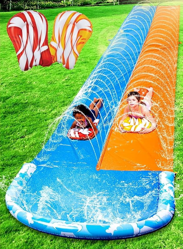22.5ft Water Slides and 2 Bodyboards, Lawn Water Slide Summer Slip ...