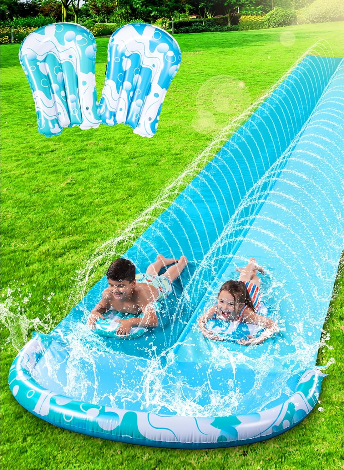 22.5ft Water Slides and 2 Bodyboards, Lawn Water Slide Summer Slip ...