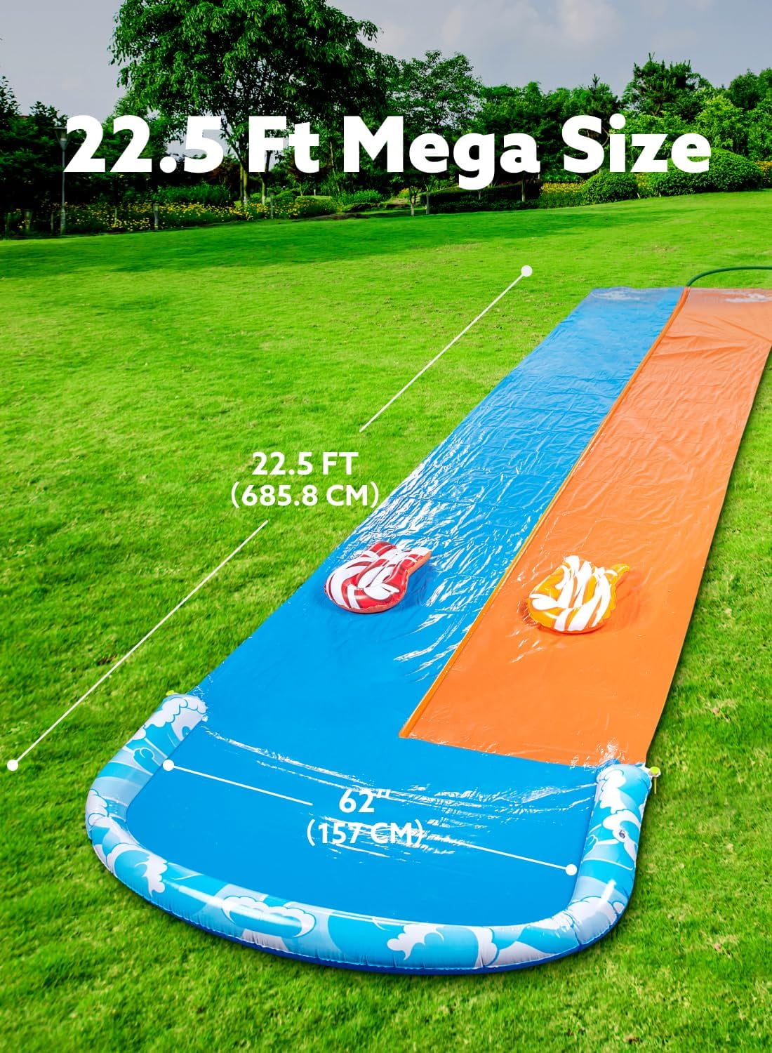 22.5ft Water Slides and 2 Bodyboards, Lawn Water Slide Summer Slip ...