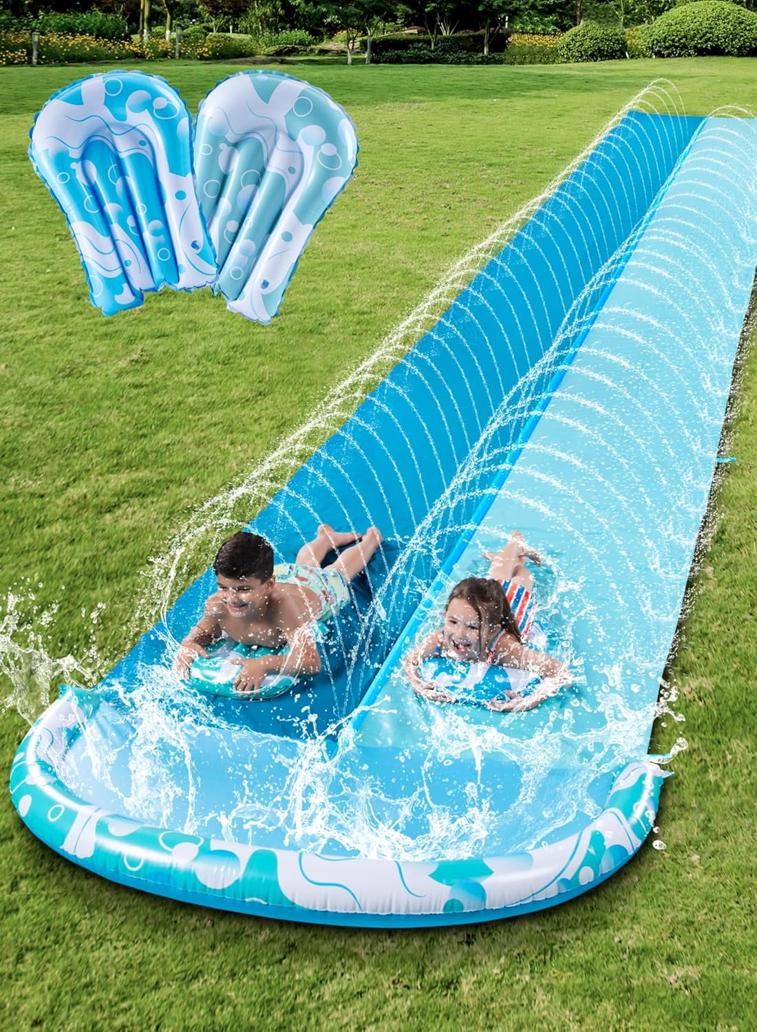 22.5ft Water Slides and 2 Bodyboards, Lawn Water Slide Summer Slip ...