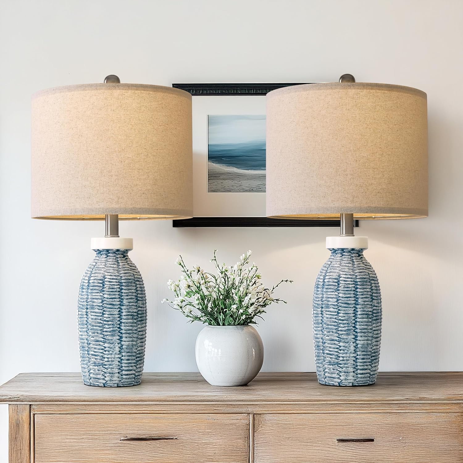 22.75" Table Lamps for Bedroom Living Room Boho Lamp Set of 2 Farmhouse ...