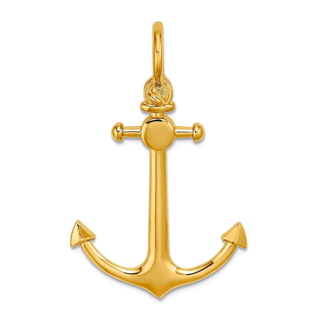 22.7mm 10k Solid Yellow Gold 3-d Small Nautical Ship Mariner Anchor ...