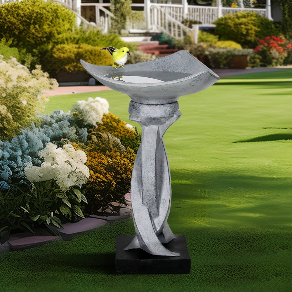 "Large 22.8"" H Cement Bird Bath for Outdoors - Stylish Pedestal Design ...