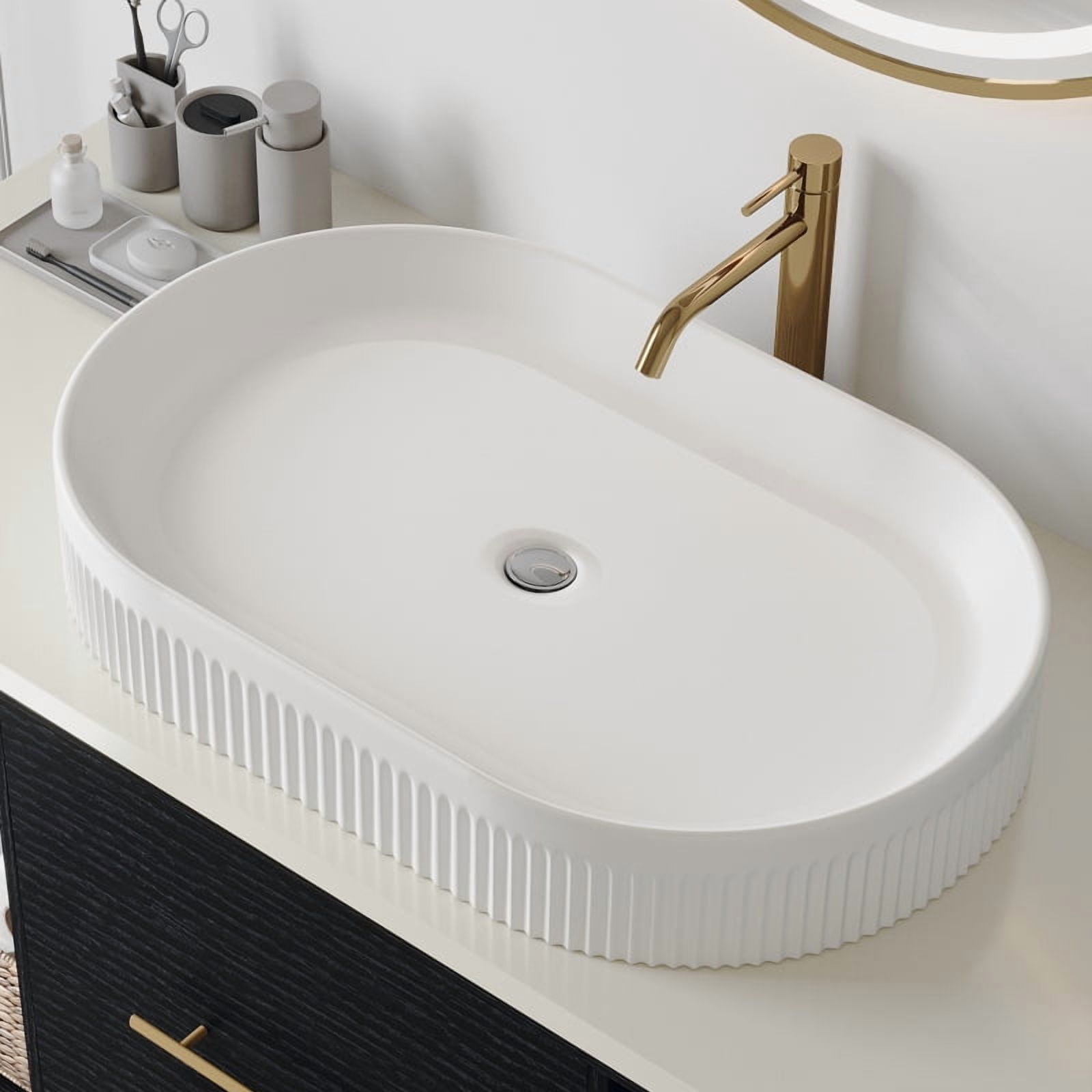 22.8-In Vessels Bathroom Vanity Stylish oval vessel sink with a unique ...