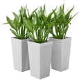 22.8 Inch Set of 3 Outdoor Planters with Stone Finish and Wheels ...
