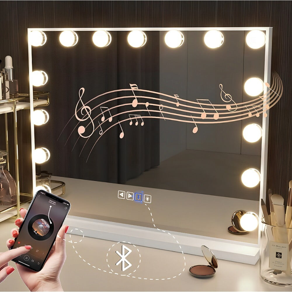 22.8" Vanity Mirror w/Lights, Bluetooth, USB, 3-Color Touch, 5X Mag, 15 ...