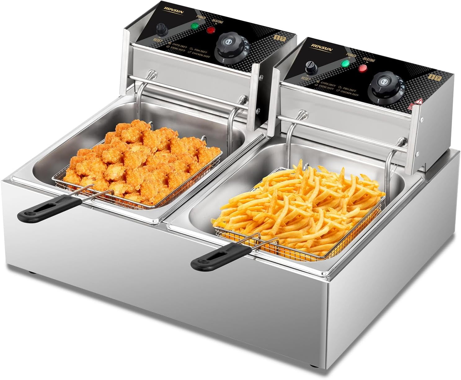 22.8QT Commercial Deep Fryer with Baskets & Lids, 21.8L Stainless Steel ...
